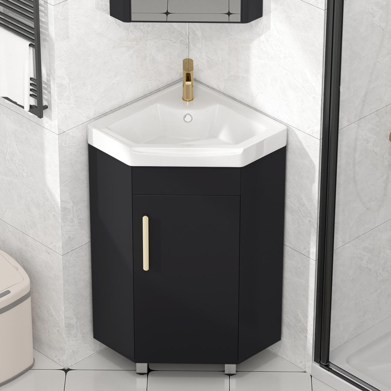 Ebern Designs Meuble-lavabo de coin simple 17 po avec lavabo en ...