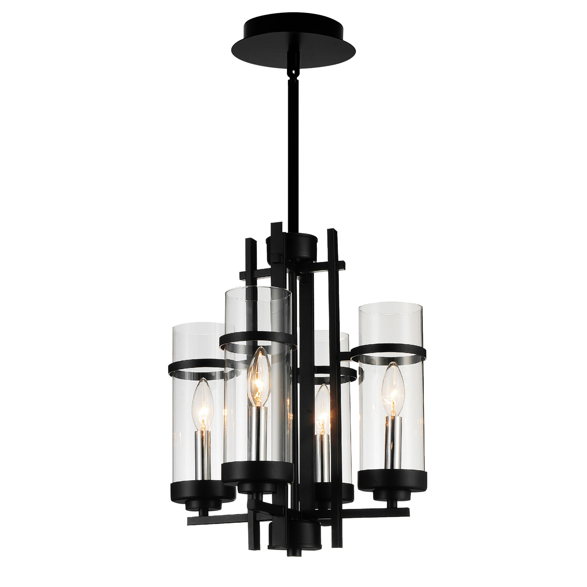 Gracie Oaks Maren 4 Light Black Mini Pendant, 14-Inch Modern Ceiling Light Fixture for Dining ...