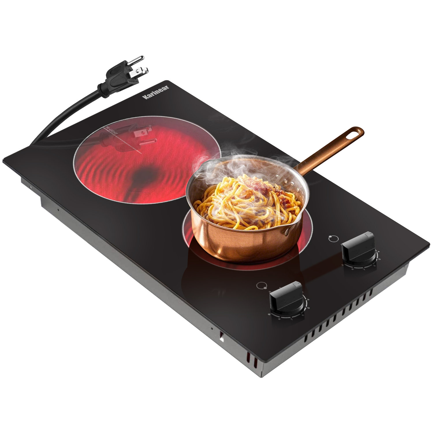 Karinear 2 Burners Electric Cooktop 110v , 12''Electric Stove Top with ...