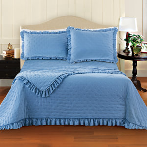 Winston Brands Textured Design Ruffled Border Solid Color Quilt | Wayfair