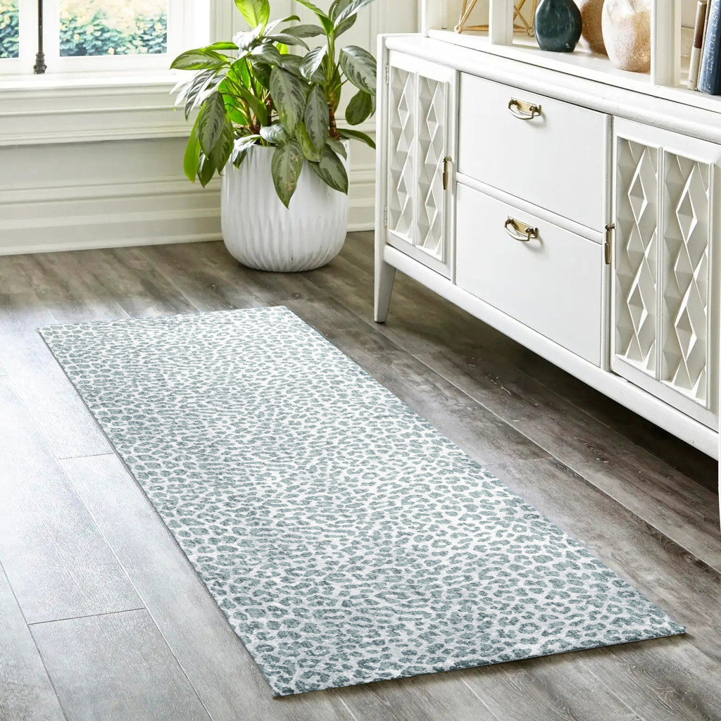 Everly Quinn Grey Leopard Print Shag Handmade Non Skid Rug | Wayfair