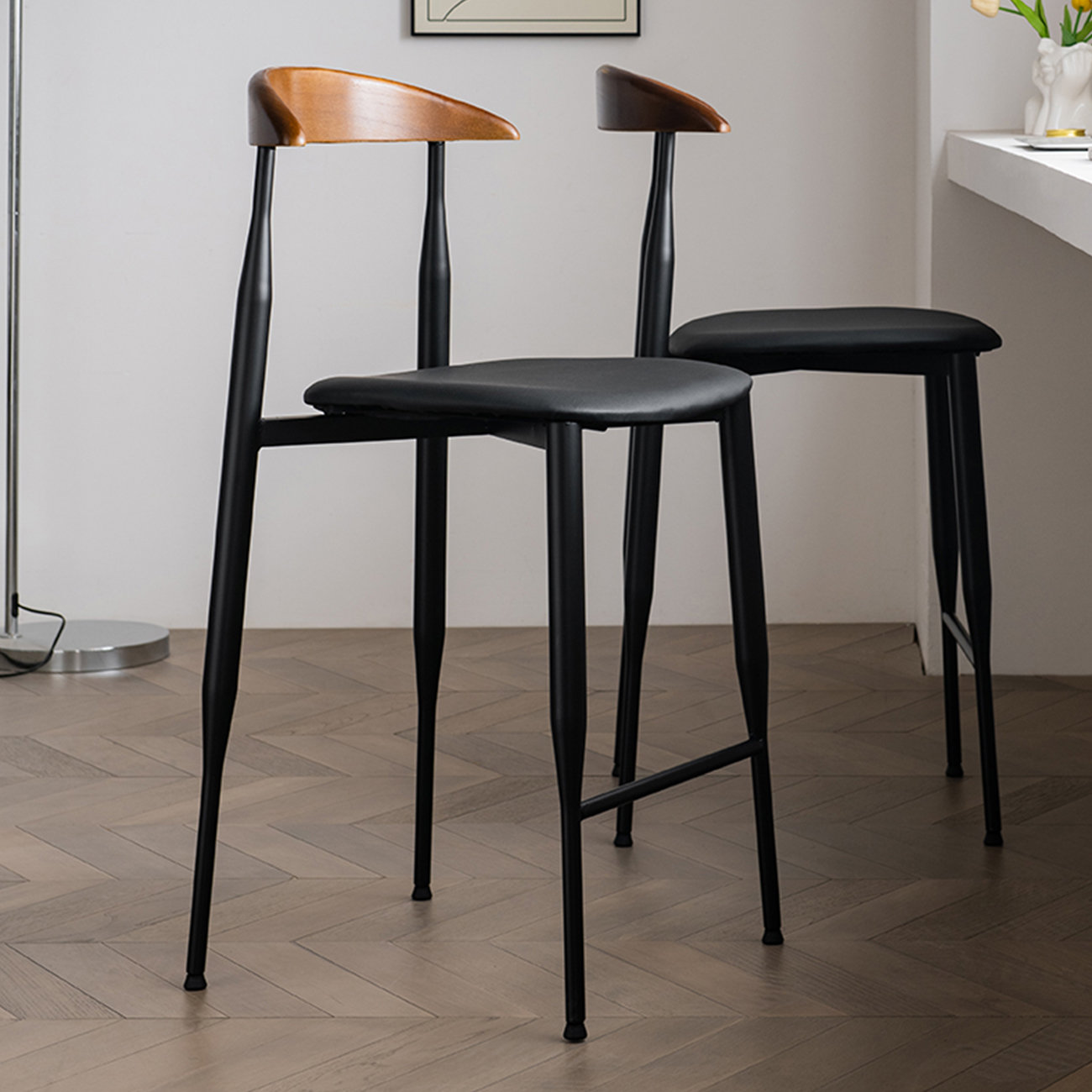 Corrigan Studio® Modern And Simple Solid Wood Ash Wood Metal High Bar ...