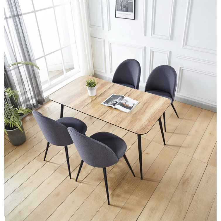 Corrigan Studio Ormidia Large Extending Dining Table With 4 Curved Back ...