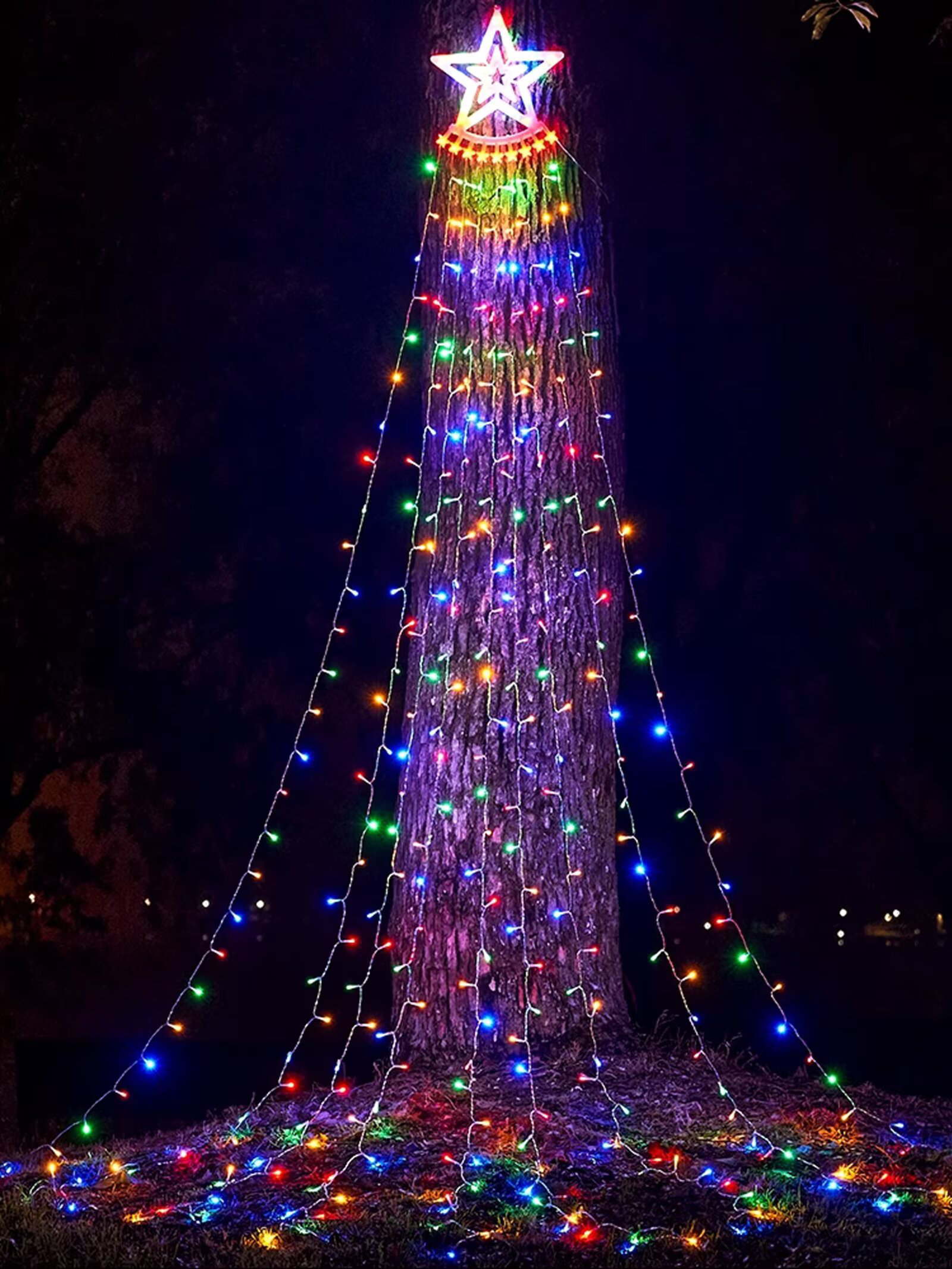 SolarEra Solar Outdoor Decorations Lights Waterfall Tree Long Lights ...