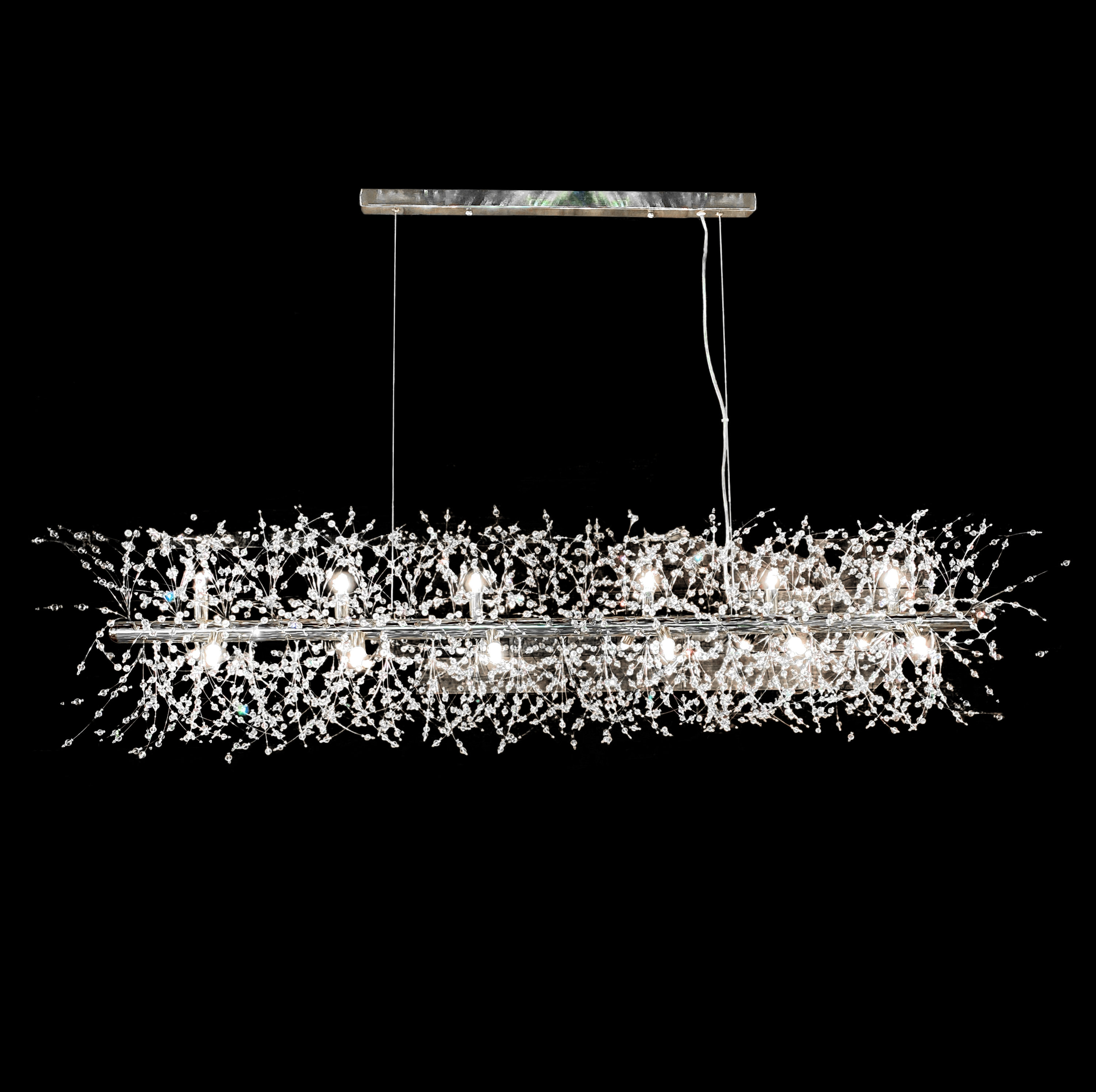 Everly Quinn Brenli Crystal Modern Chandelier Linear Chandelier Silver ...