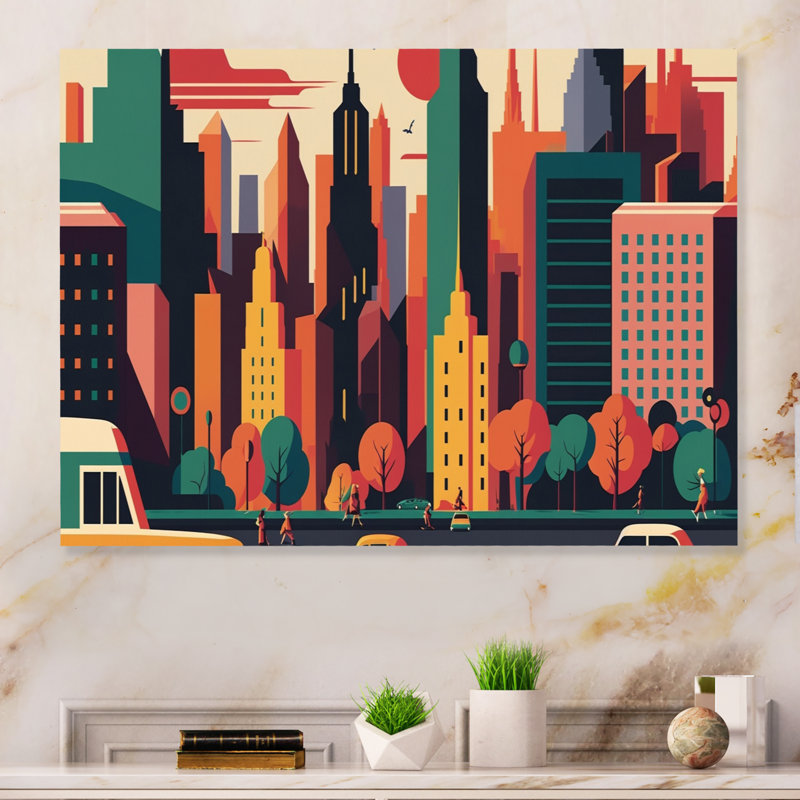 Corrigan Studio® Colorful Cityscape I - Cityscapes Canvas Wall Art ...