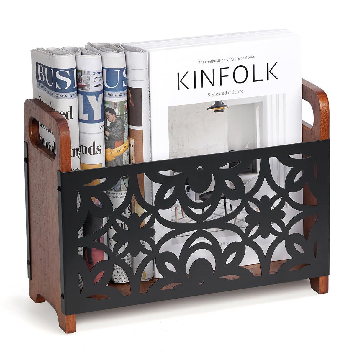 Lark Manor™ Wooden Decorative Magazine Rack For Books, Newspapers, Mail ...