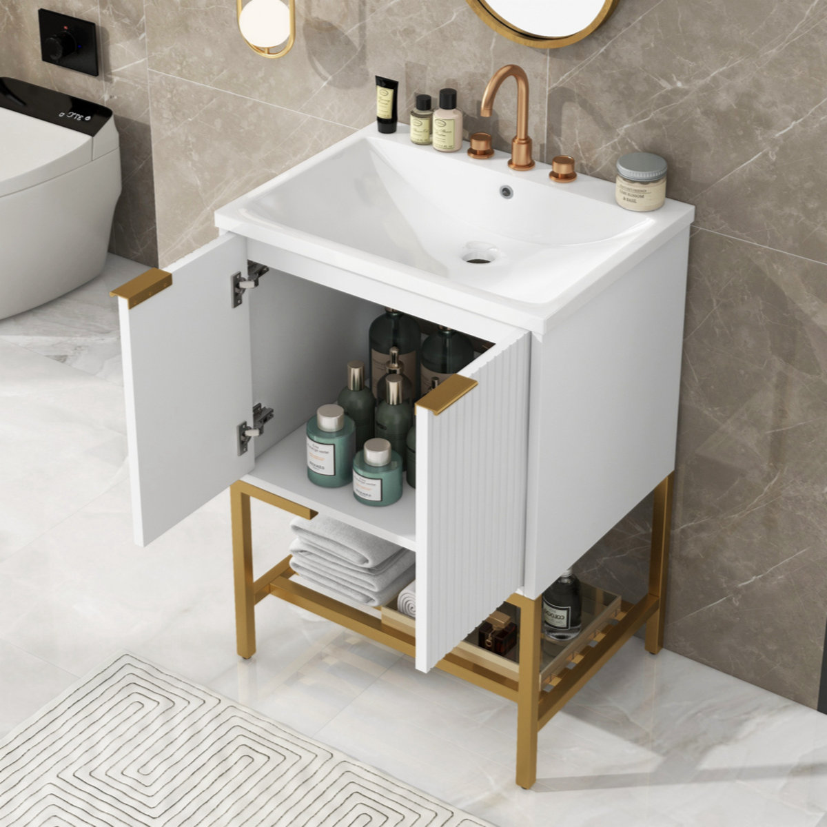 Mercer41 Tykel 24 Single Bathroom Vanity with Solid Wood+MDF Top | Wayfair
