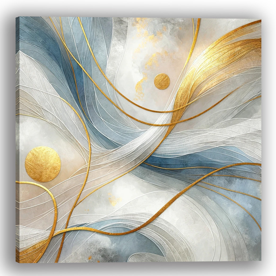 Mercer41 Golden Swirls on Azure - Wrapped Canvas Print | Wayfair