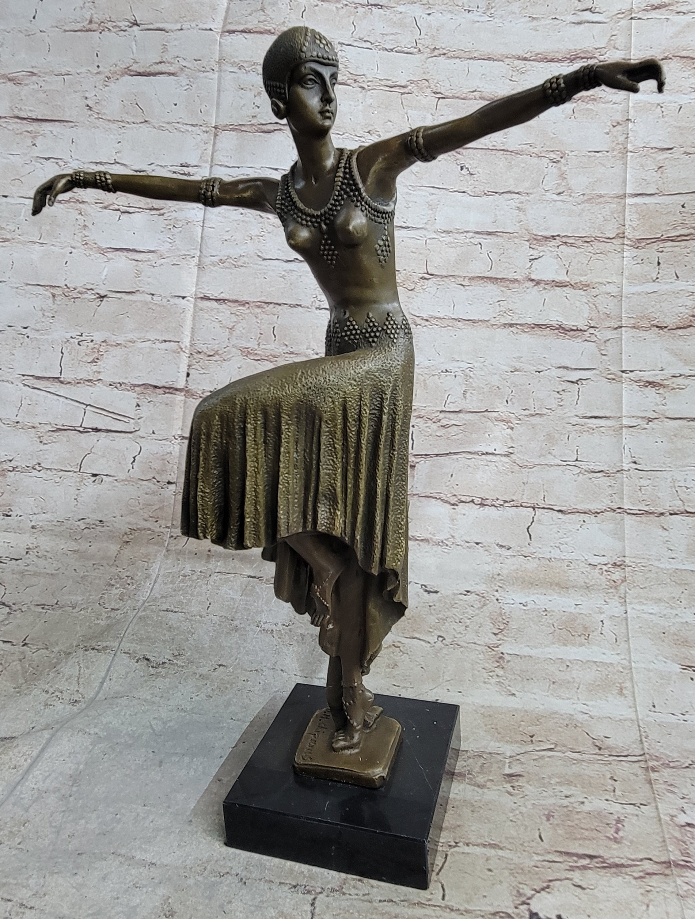Red Barrel Studio® Turkish Dancer Art Deco Bronze Sculpture Statue by D ...