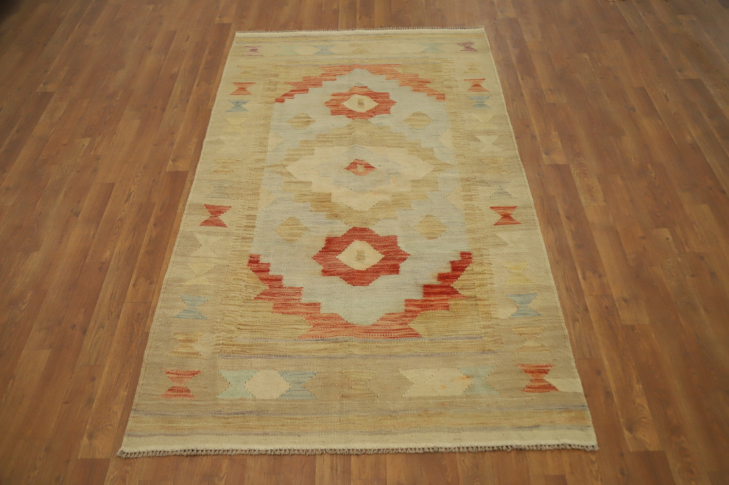 Dakota Fields Geometric Wool Kilim Handwoven Rug 4x6 | Wayfair