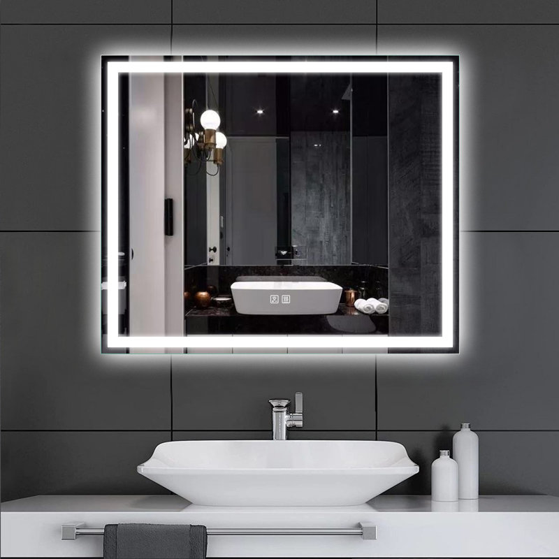 Orren Ellis Square LED Wall Mirror & Reviews | Wayfair