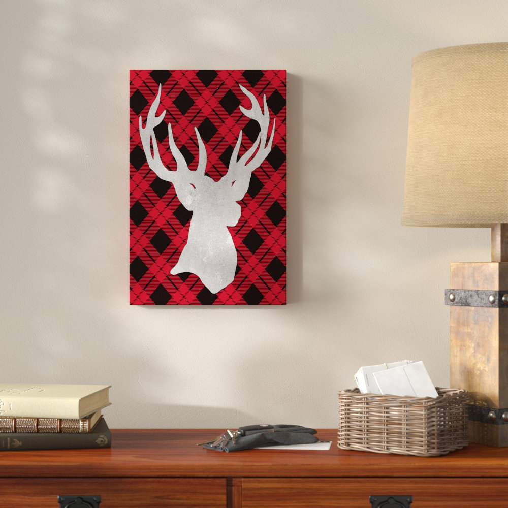 Millwood Pines 'Buffalo Check Reindeer' Graphic Art Print on Canvas ...