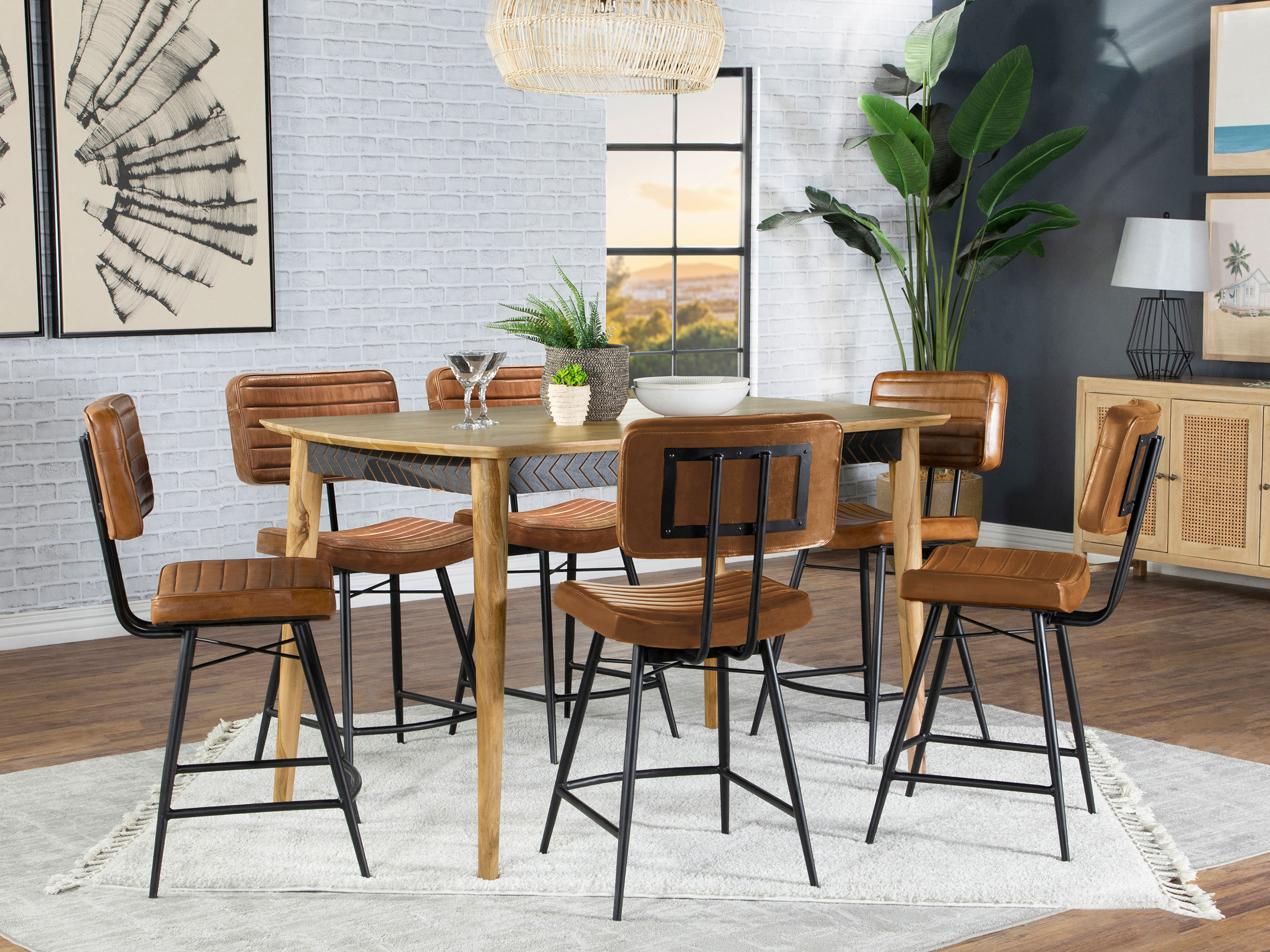 Crafters and Weavers Modern 7-Piece Dining Set - Counter Dining Set ...