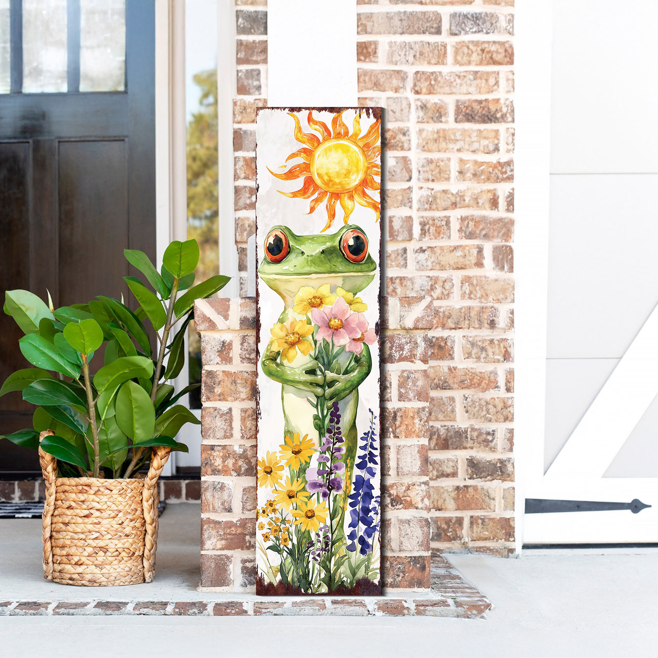 Trinx Summer Frog Porch Sign | Wildflower Garden Design | Pet-Friendly ...