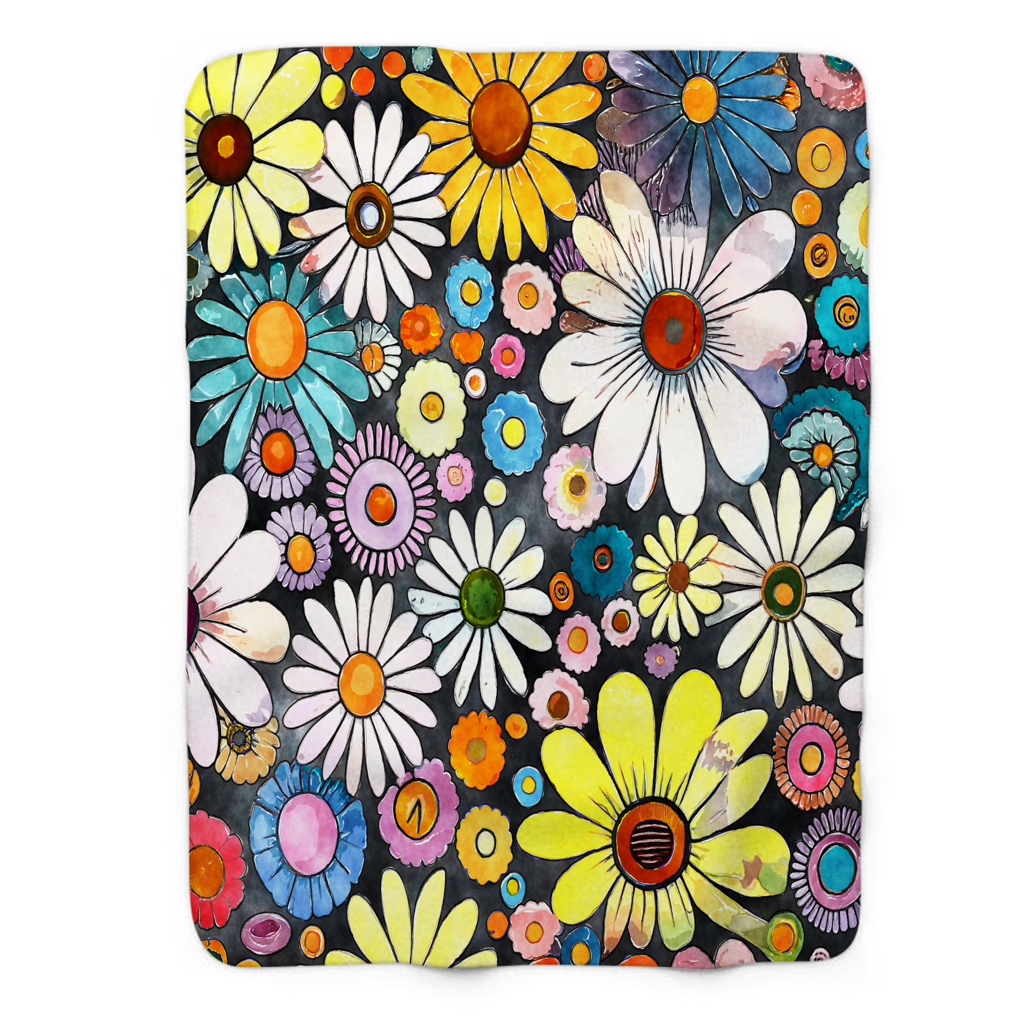 MentionedYou Retro Daisy Jubilee - 1 Piece Premium Sherpa Blank Throw ...