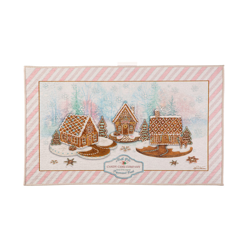 Charlton Home® Season's Greeting Gingerbread Washable Indoor/Outdoor ...