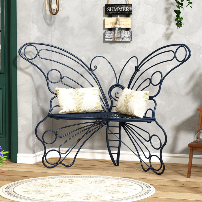 August Grove® Borgus Metal Outdoor Butterfly Chair Lounge Chair ...