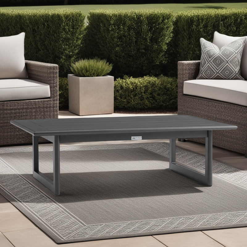 Armen Living Menorca Aluminum Outdoor Coffee Table In Dark Gray | AllModern