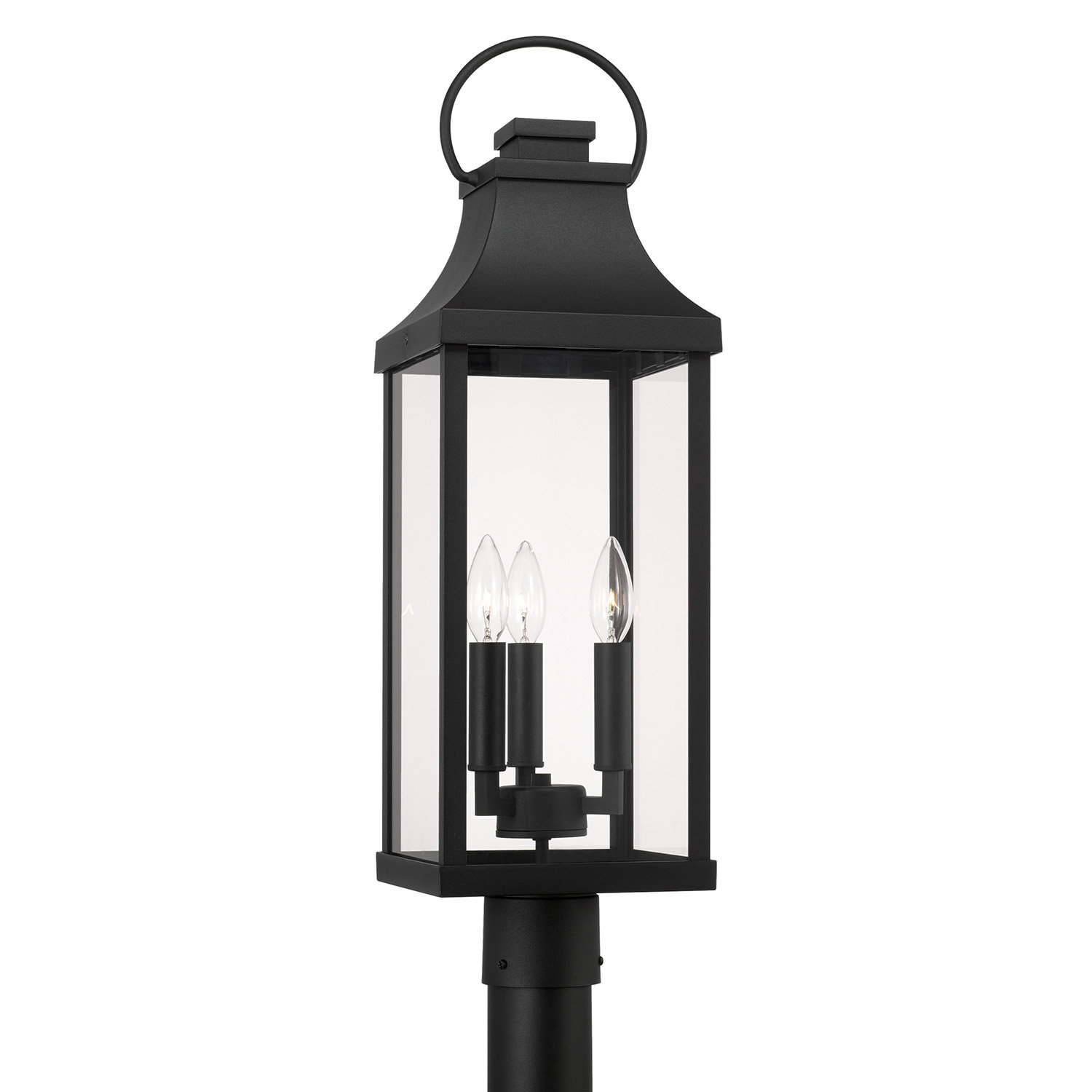 Capital Lighting 8" W X 27" H Outdoor 3-Light Post Lantern In Black ...