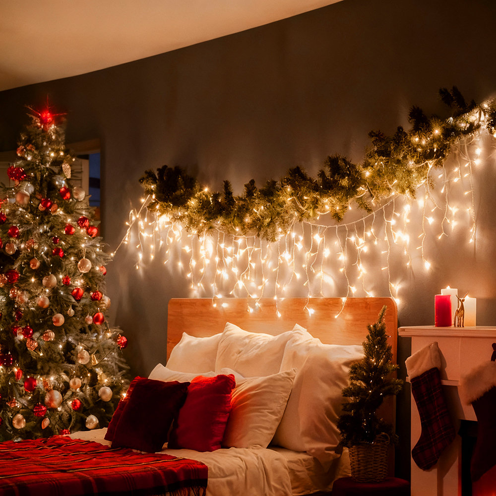 Natur Pur 30M Solar-Powered LED Icicle String Lights with Remote ...