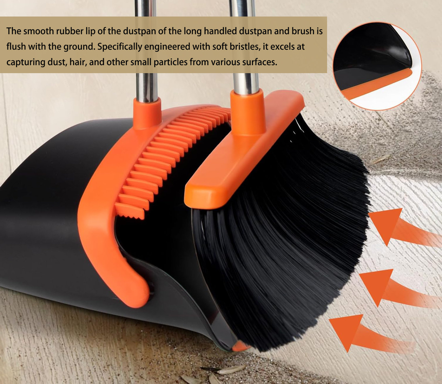 MODVAT Green Long Handle Dust Pan and Broom Set,Heavy Dust Broom and ...