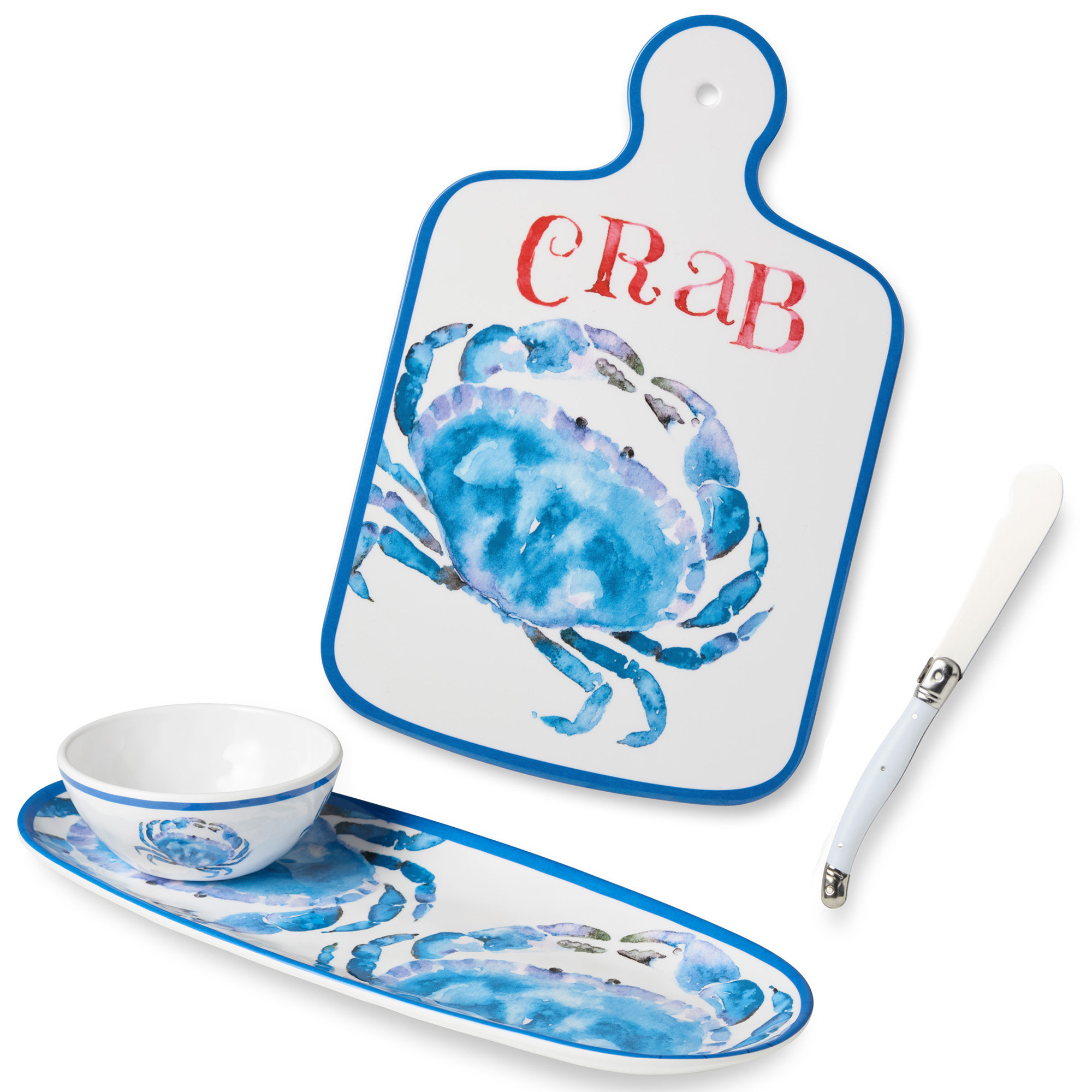Certified International Beach House Crab Cheese Plate & Oval Tray Set ...