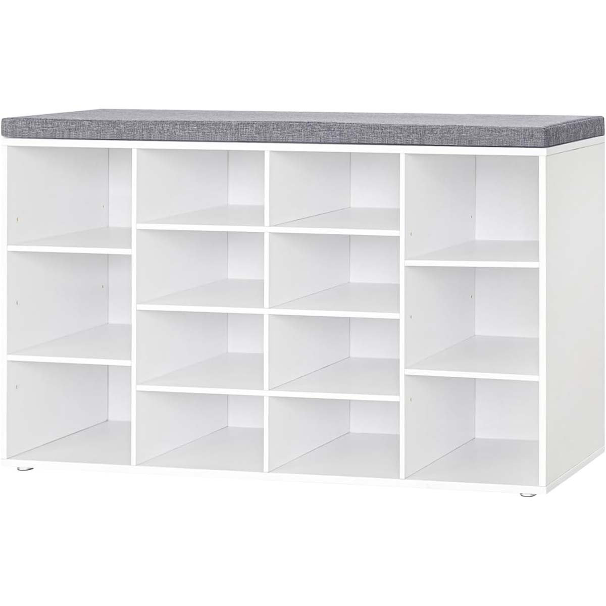 KINOFO Shoe Storage Bench With Cushion, 14-Shoe Rack, Adjustable ...