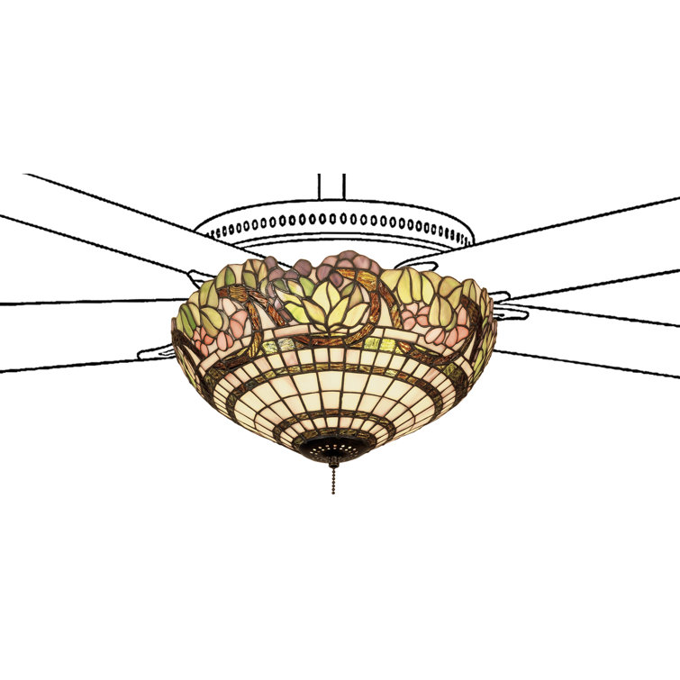 Meyda Lighting Handel Grapevine 3-Light Bowl Ceiling Fan Light Fixture ...