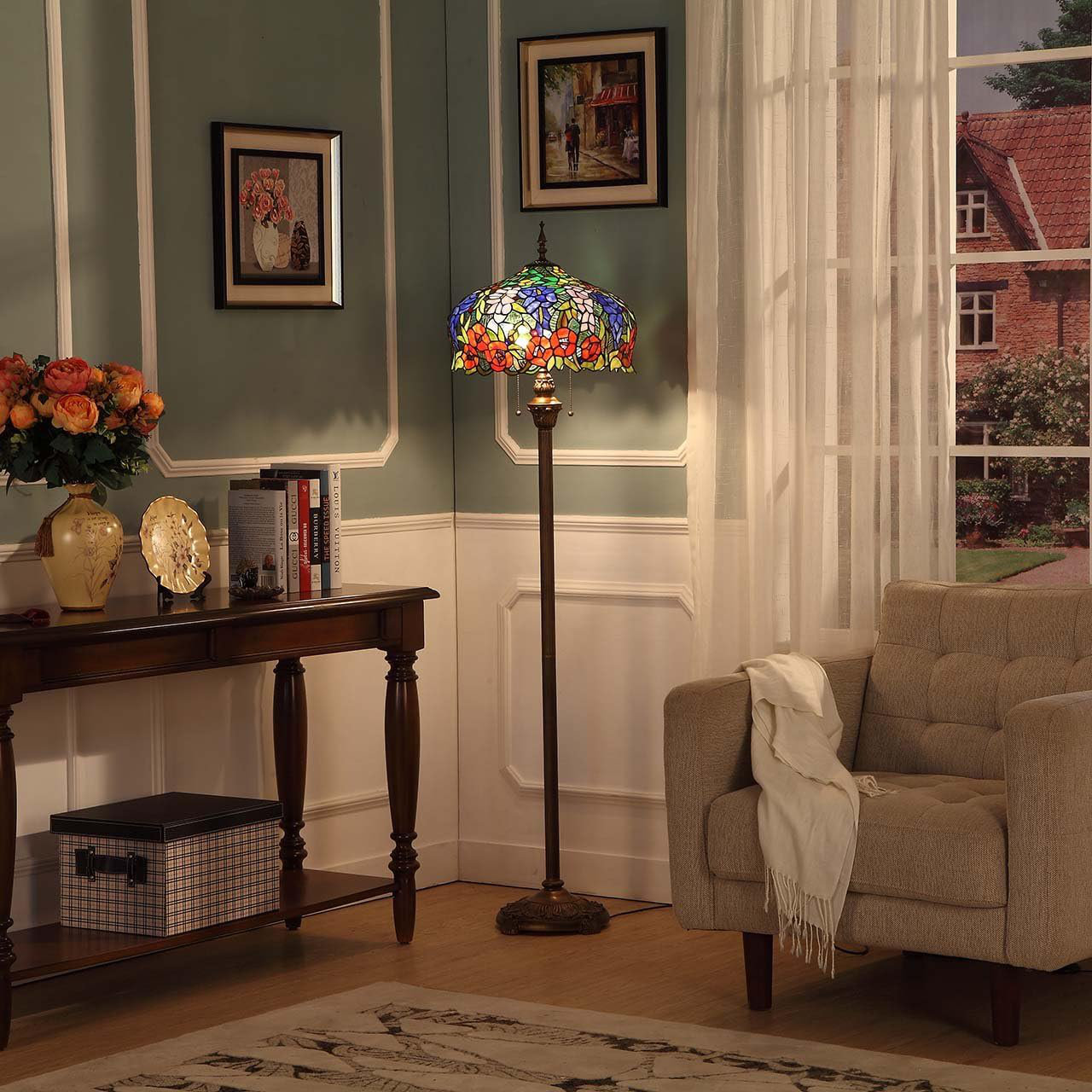 Bloomsbury Market Tiffany Style Stained Glass Floor Lamp With ...