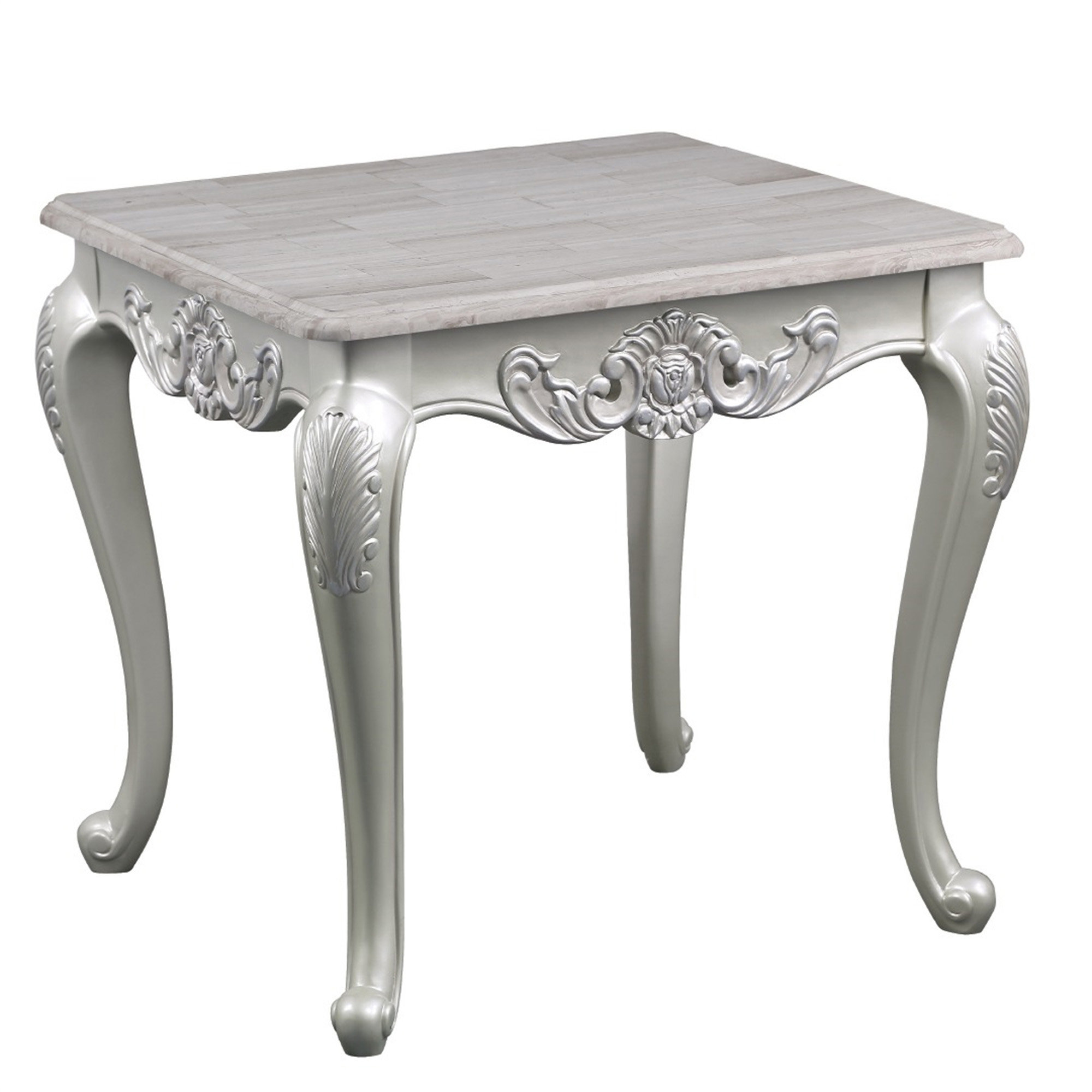 World Menagerie Melrose Traditional Style Wooden End Table With Silver ...
