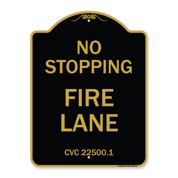 Signmission Designer Series Sign - No Stopping Fire Lane - Refer To CVC ...