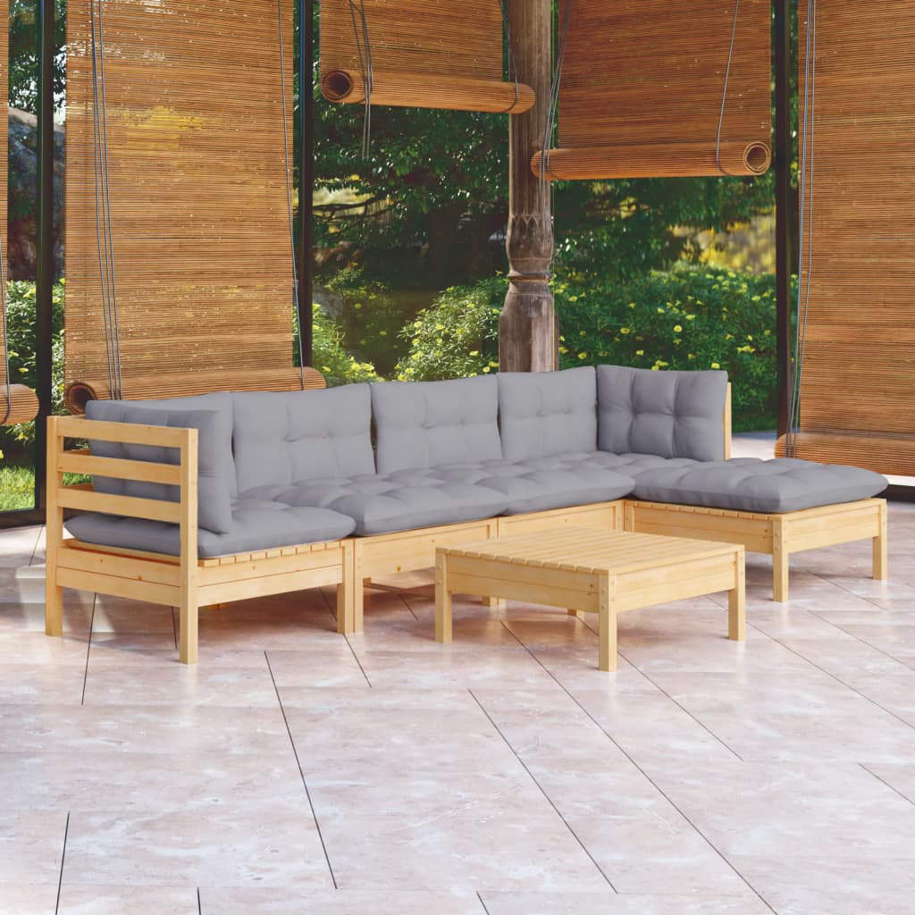 Latitude Run® Hopfinger Patio Lounge Pinewood Sectional Seating Group with Cushions | Wayfair
