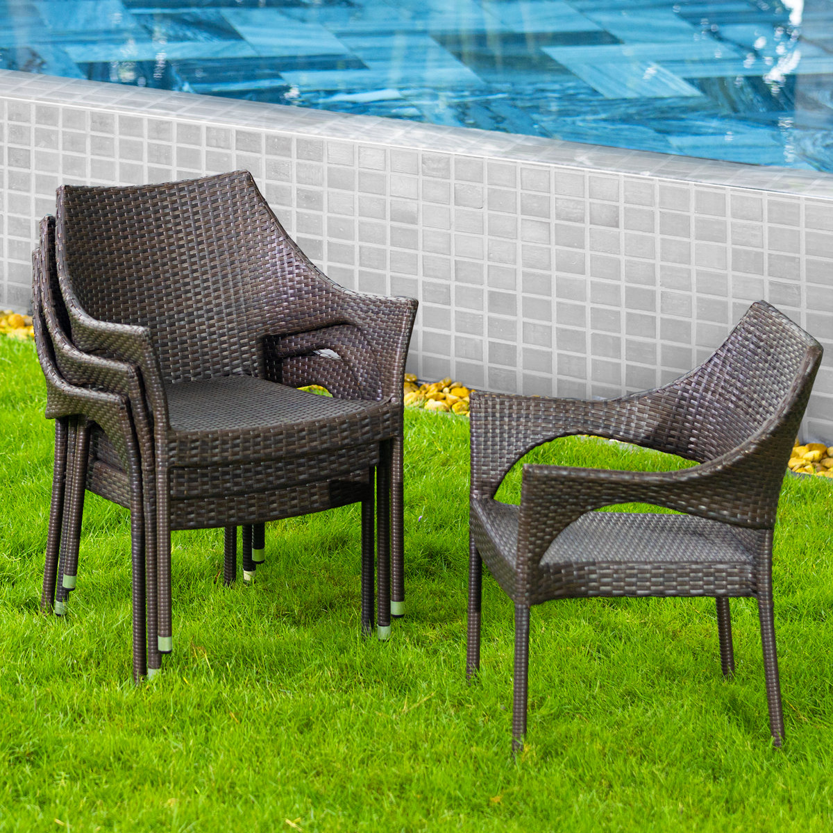 Red Barrel Studio® Etonnant Patio Furniture Set Wicker Dining Chairs ...