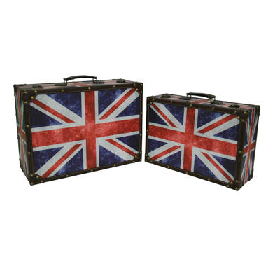 Wrought Studio Baumann 2 Piece Union Jack Suitcase Trunk Set & Reviews ...