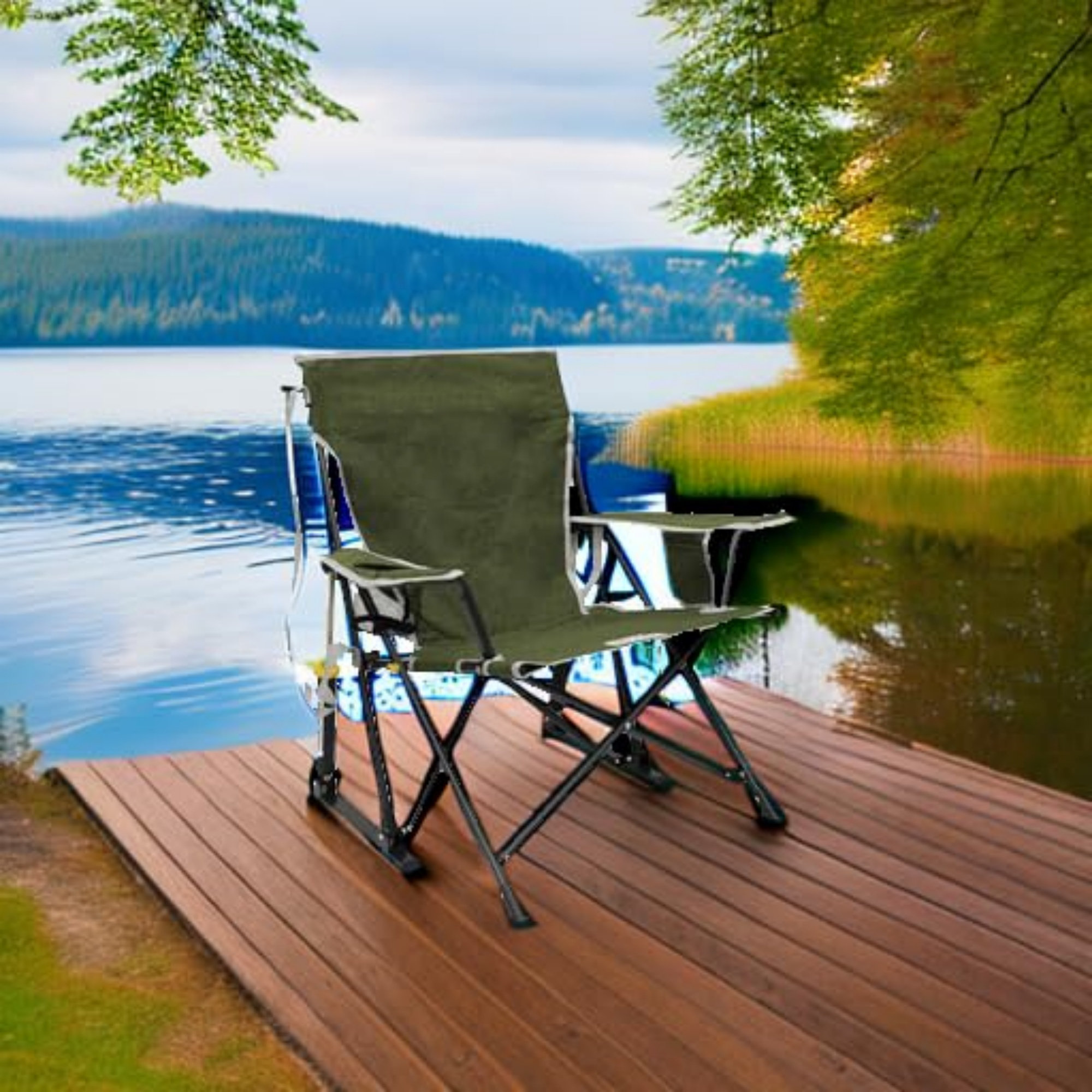 Hokku Designs Kickback Rocker Camping Chair | Portable Folding Rocking ...