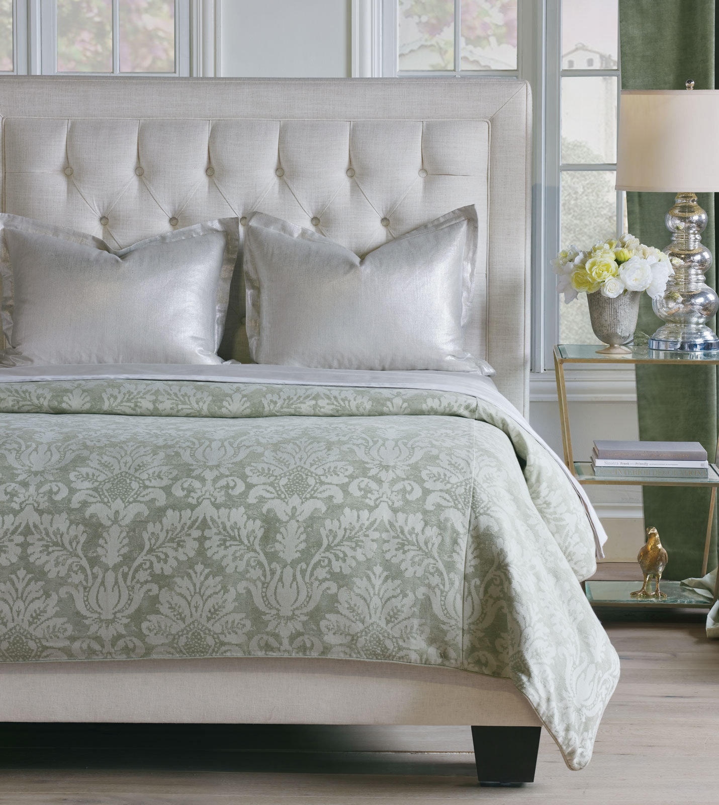 Eastern Accents Rosalynn Green Damask Duvet Cover Set | Wayfair