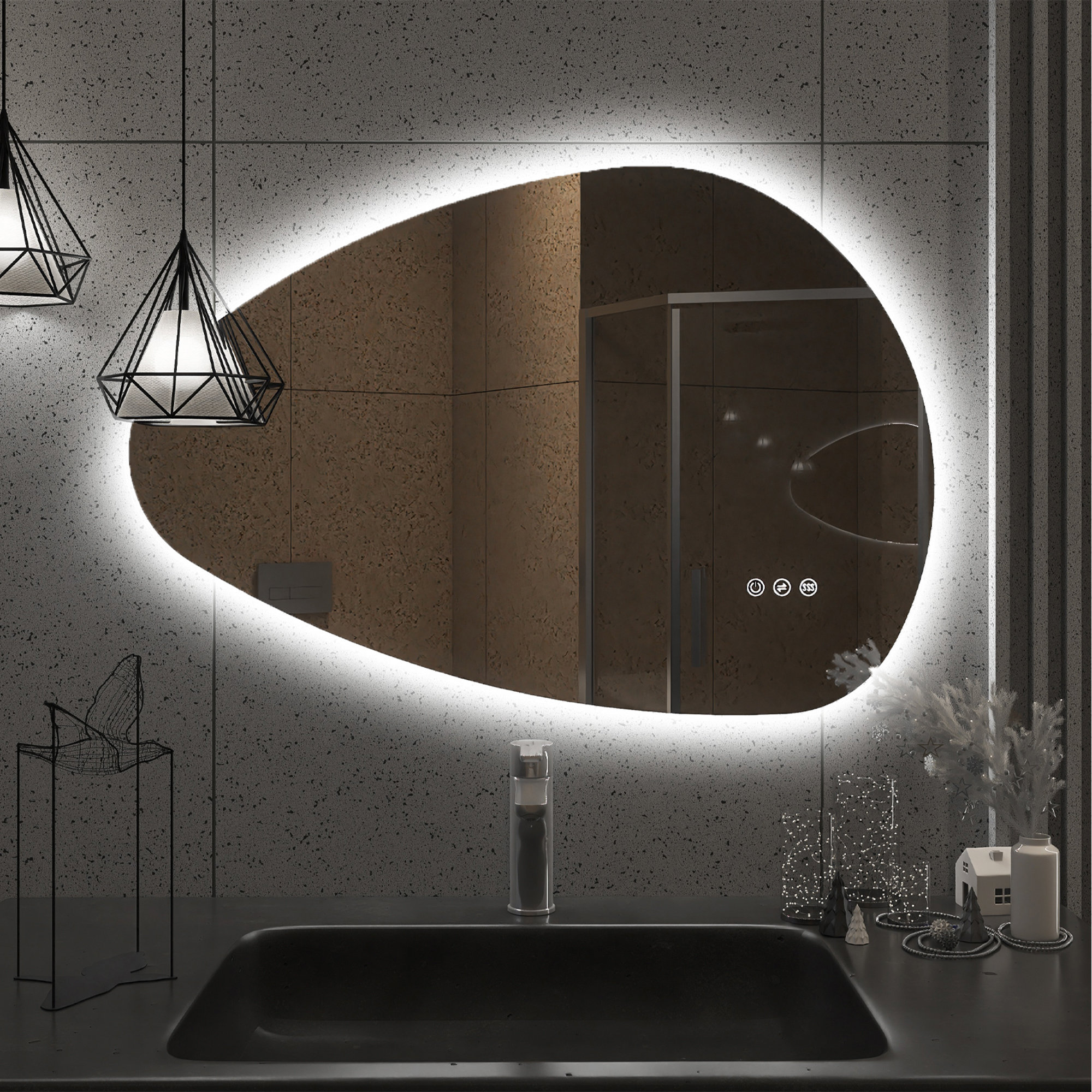 Wade Logan® Cepero 32 In. W X 22 In. H Irregular Frameless LED Dimmable ...