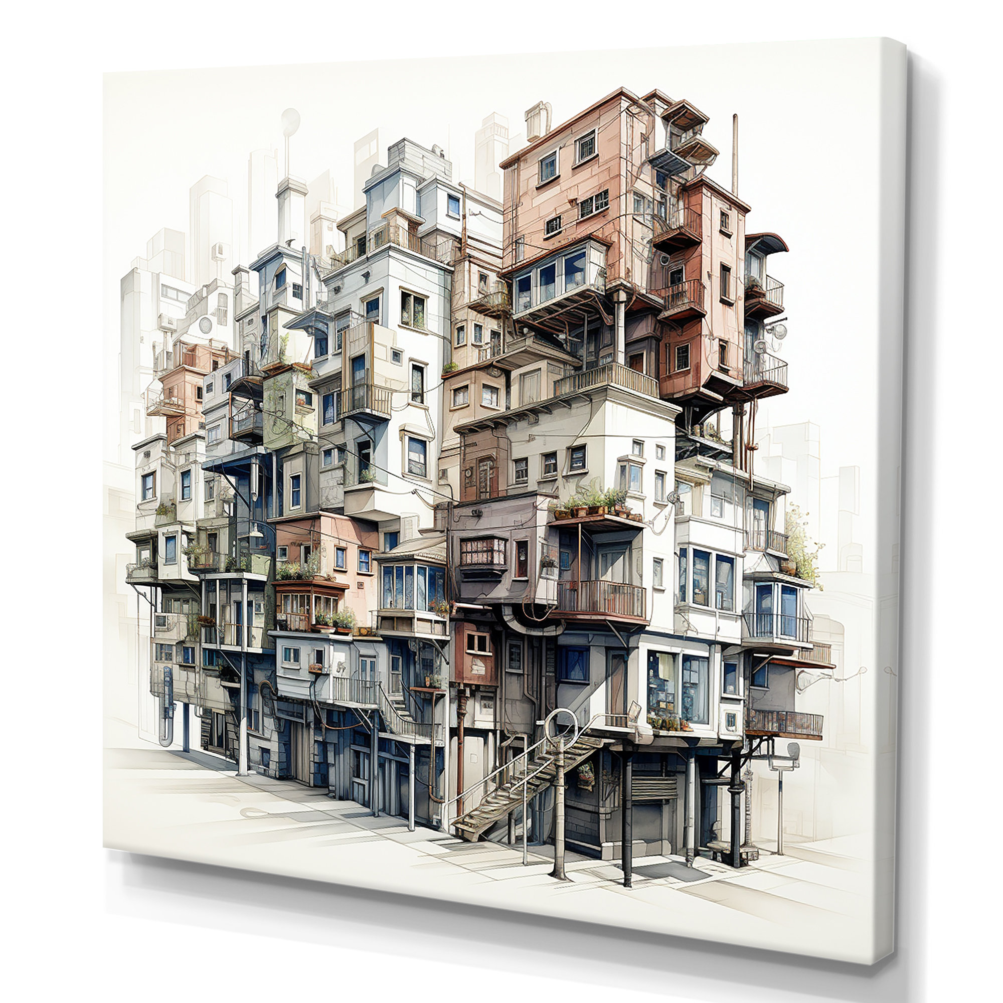 Winston Porter Analytic Drawing Of A City Buildings IV - Cityscapes ...