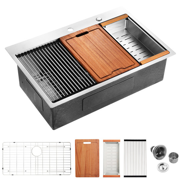 IntrospectiveIncline Stainless Steel Kitchen Sink 33X22x10": Drop-In ...
