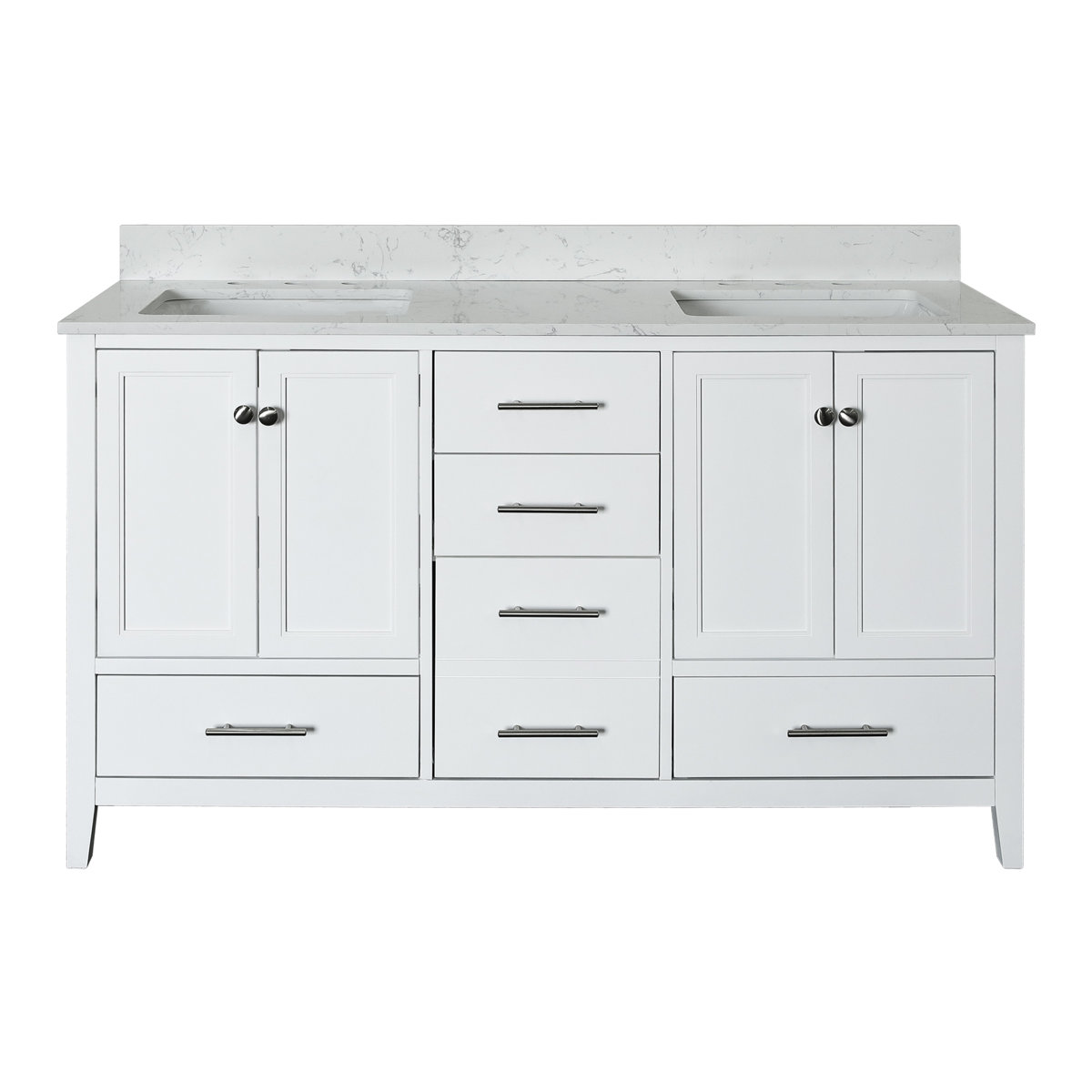 222 Fifth Park Slope 60" Double Bathroom Vanity Set, White, Engineered ...