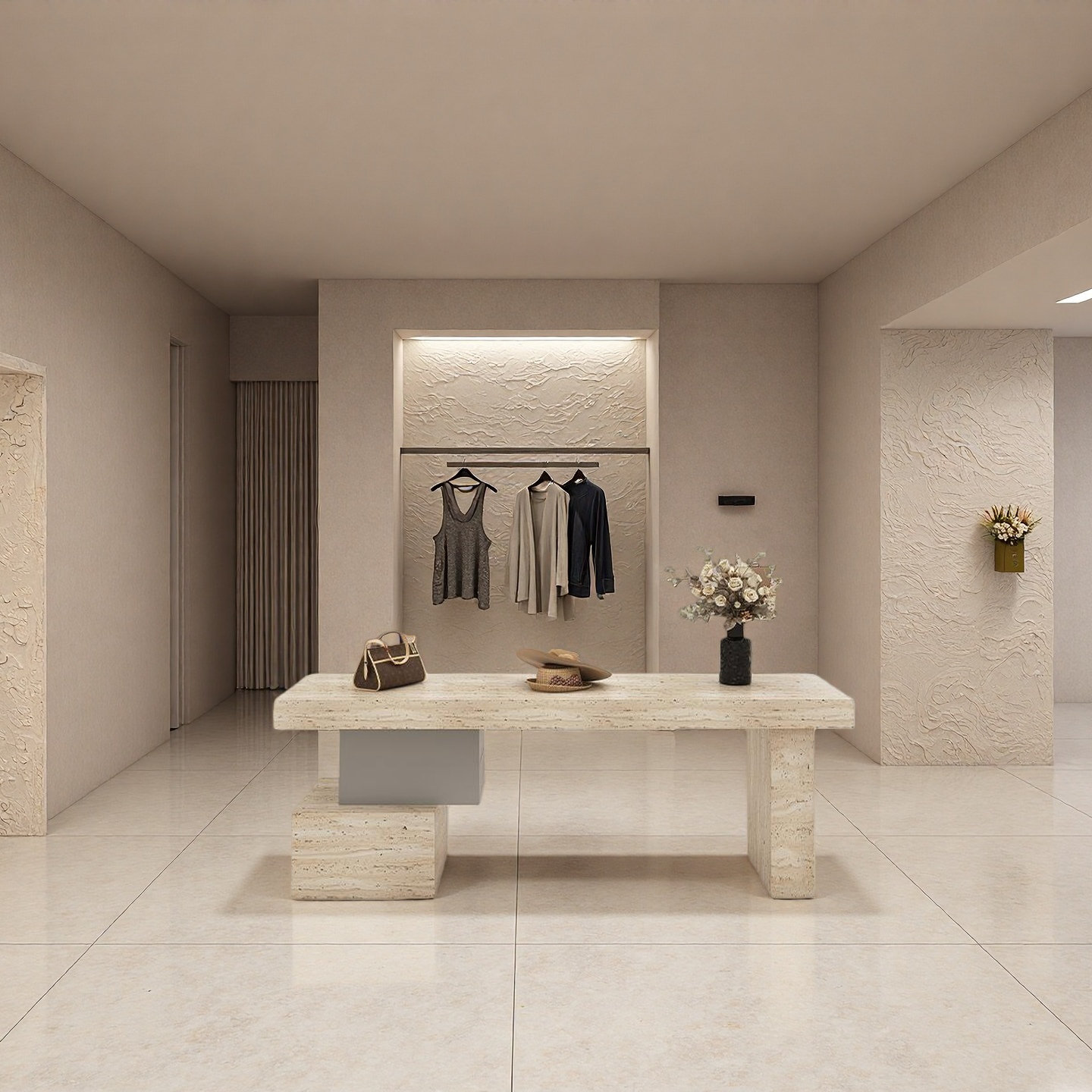 Orren Ellis Shoe and bag display counter of the clothing store ...