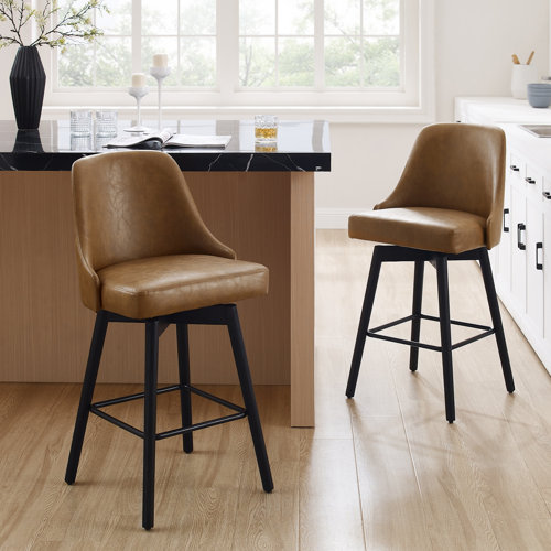 Lark Manor Hiott Swivel Upholstered 25.6'' Counter Stool & Reviews ...