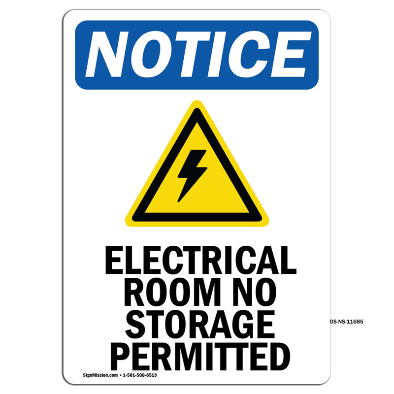 SignMission Osha Notice Electrical Room No Sign with Symbol | Wayfair