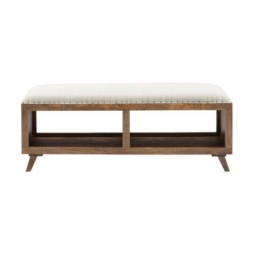 George Oliver Evaliah Upholstered Solid Wood Backless Storage Bench ...