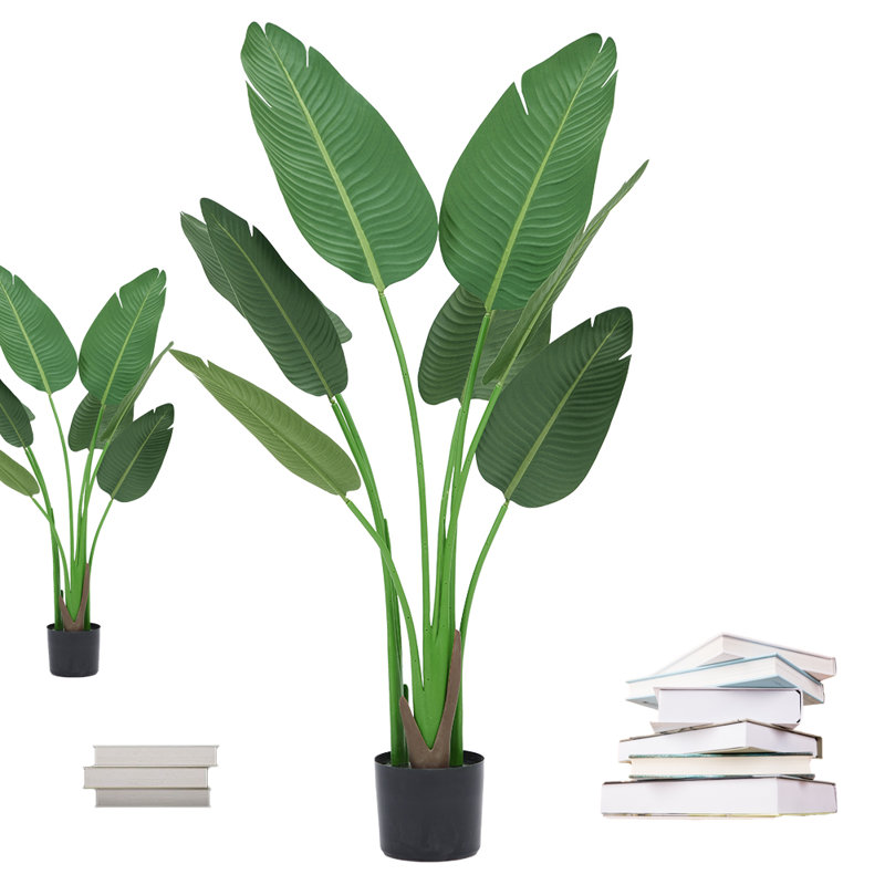 Primrue 47.24'' Faux Banana Leaf Plant in Planter | Wayfair