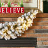 Primrue 3' Pre-Lit Snow Flocked Christmas Faux Swag with Lights | Wayfair