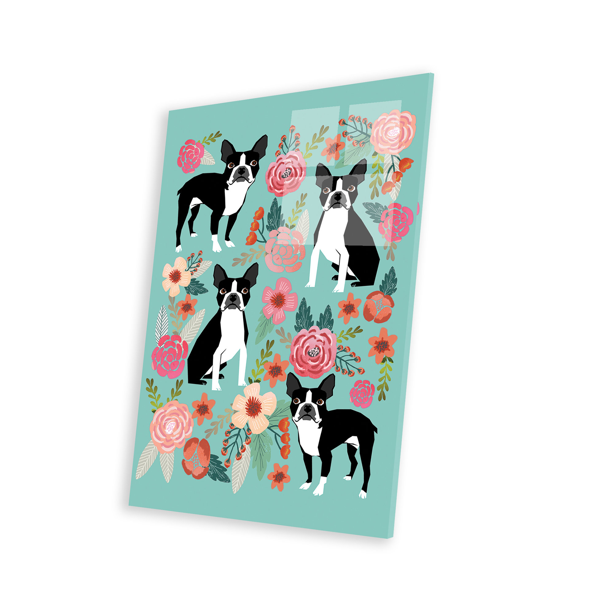 Winston Porter Boston Terrier Floral Collage I Print On Acrylic Glass ...