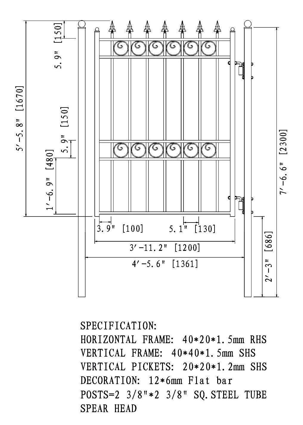 ALEKO 5 ft. x 4 ft. Oslo Steel Pedestrian Gate - Wayfair Canada