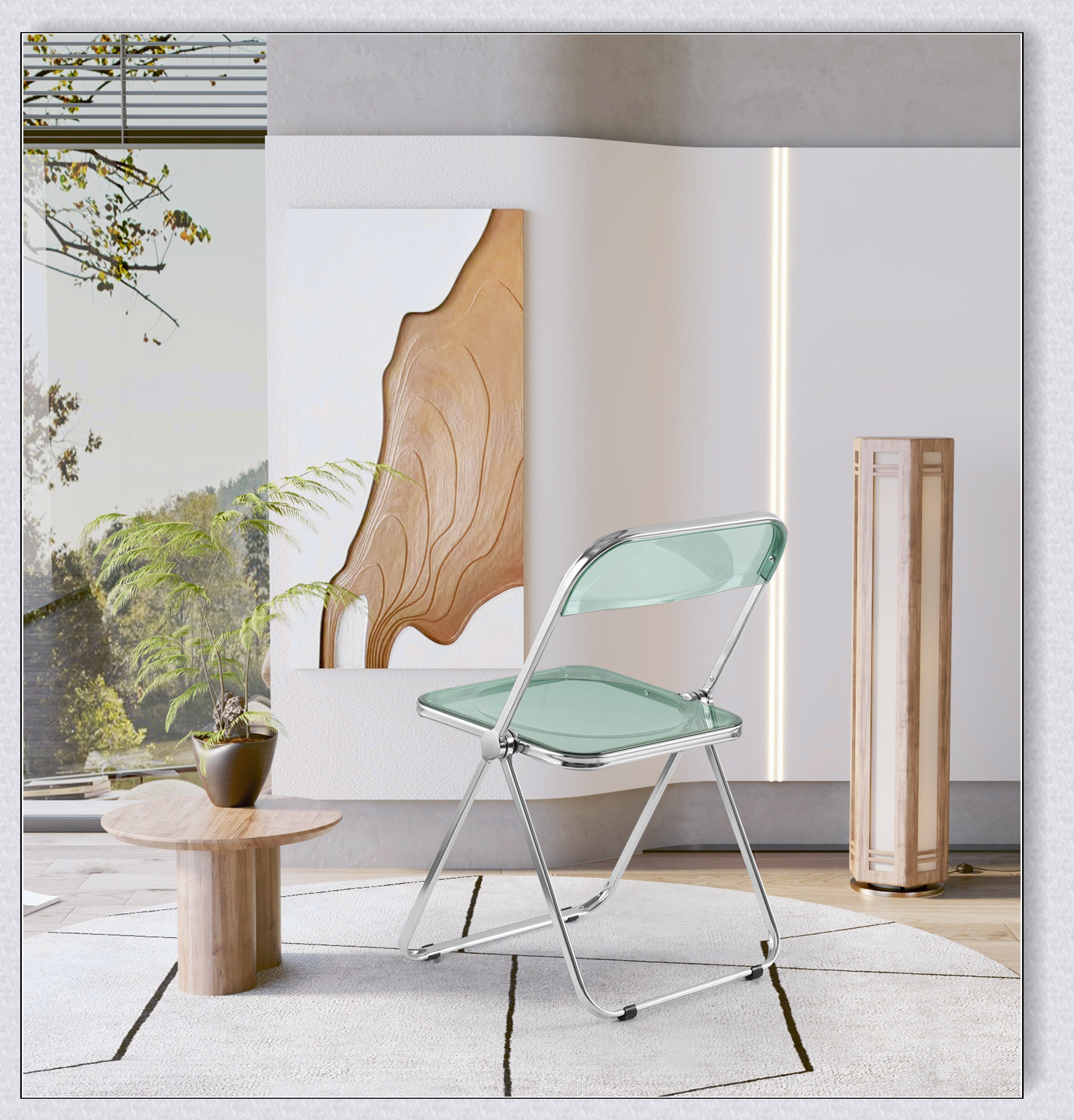 Wrought Studio Folding blue-green Chair Transparent Chairs-Ghost ...